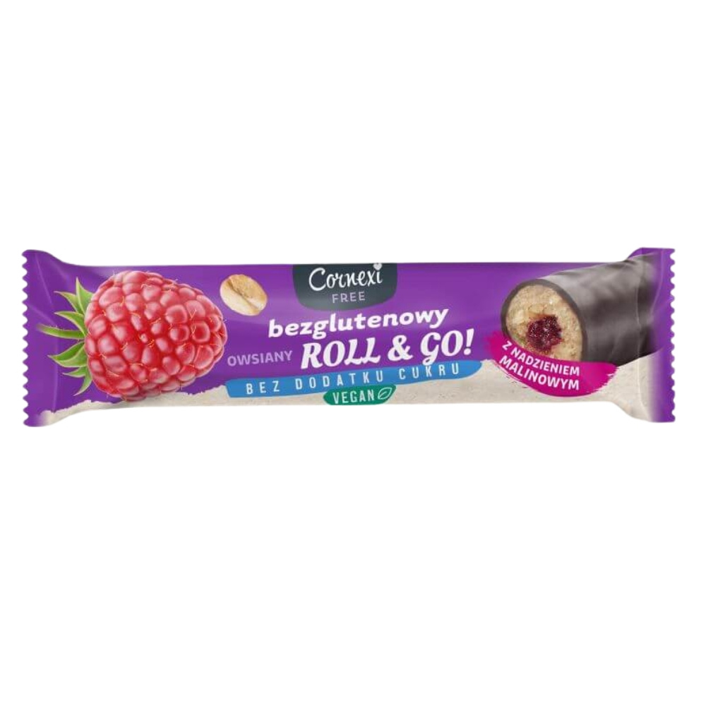 CORNEXI ROLL & GO Baton Owsiany z Nadzieniem Malinowym Bez Glutenu 30 g ...